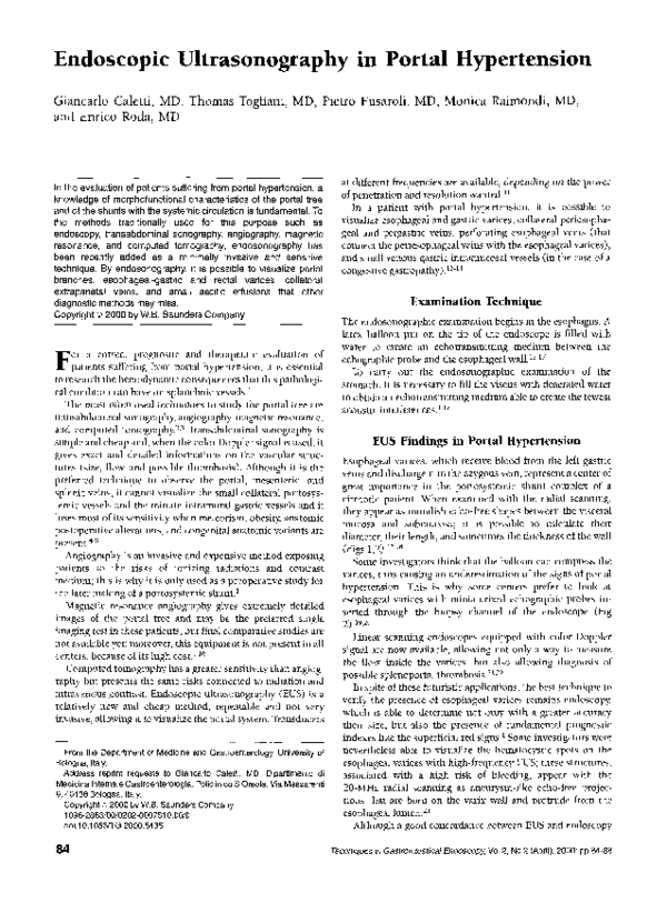 (PDF) Endoscopic ultrasonography in portal hypertension