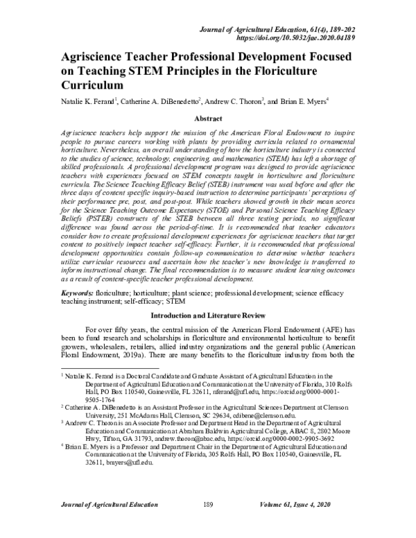 (PDF) Agriscience teacher professional development focused on teaching ...