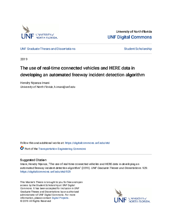 Pdf The Use Of Real Time Connected Vehicles And Here Data In Developing An Automated Freeway