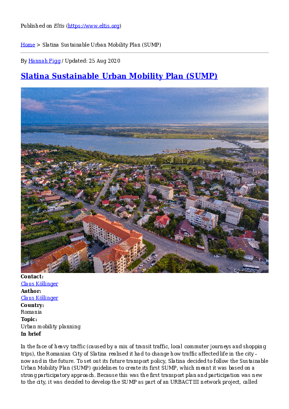 (PDF) Slatina Sustainable Urban Mobility Plan (SUMP)
