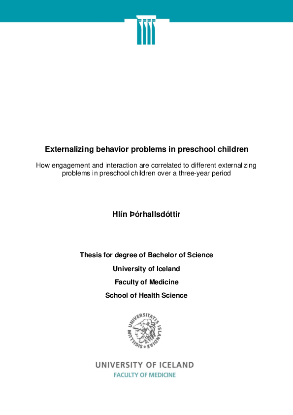 (PDF) Externalizing behavior problems in preschool children