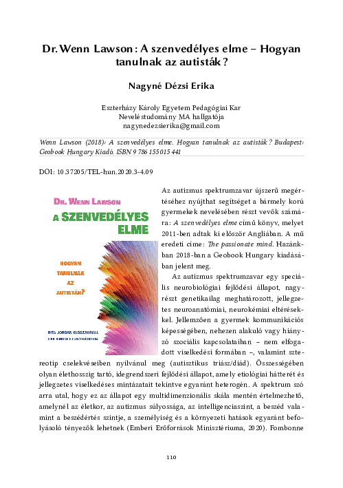 (PDF) Dr. Wenn Lawson : A szenvedélyes elme – Hogyan tanulnak az autisták?