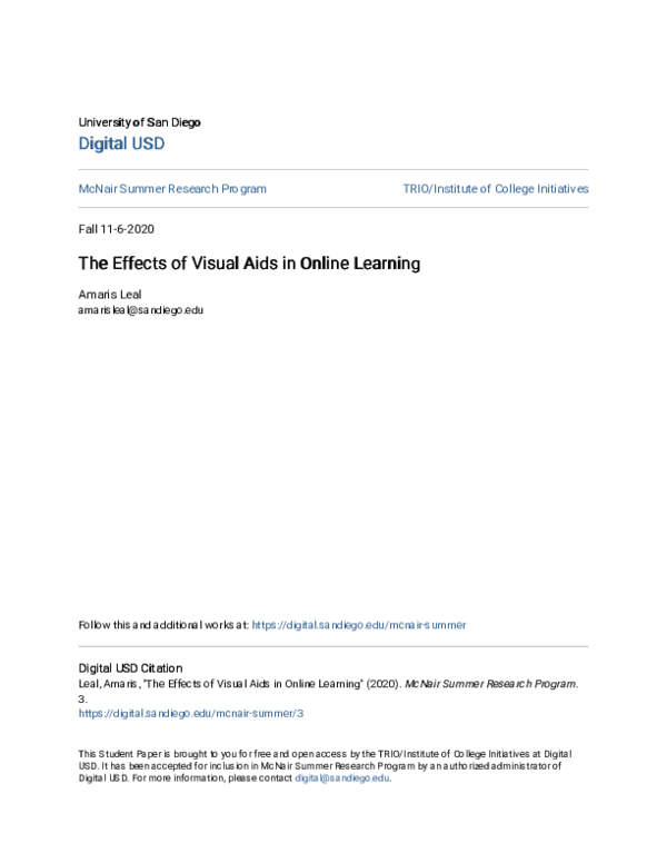 (PDF) The Effects of Visual Aids in Online Learning