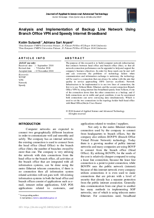 (PDF) Analysis and Implementation of Backup Line Network Using Branch ...