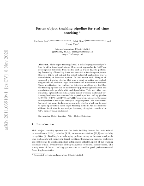 (PDF) Faster object tracking pipeline for real time tracking