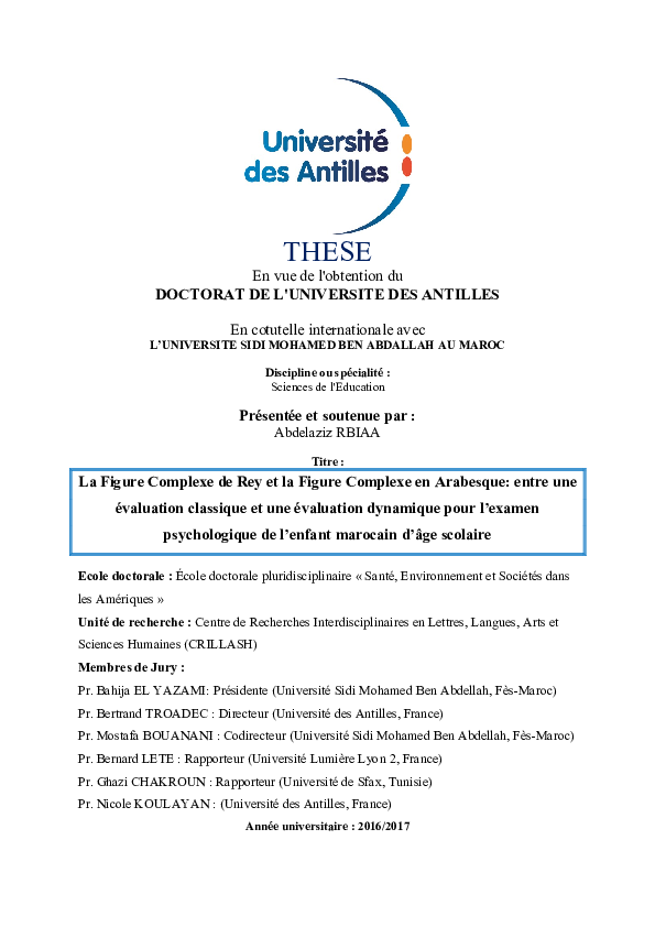 (PDF) La Figure Complexe de Rey et la Figure Complexe en Arabesque ...