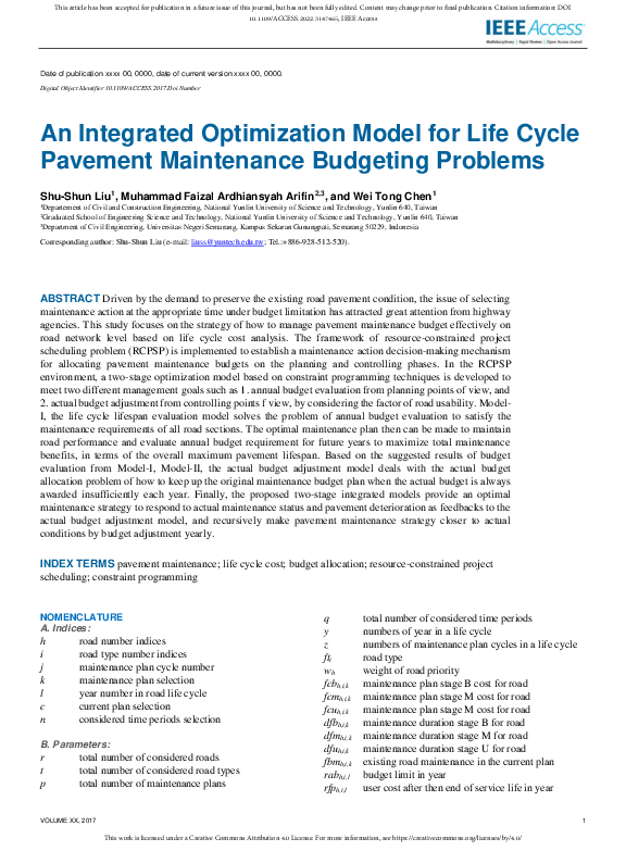 (PDF) An Integrated Optimization Model for Life Cycle Pavement ...