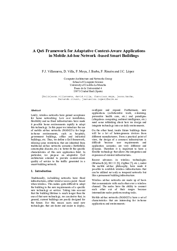 (PDF) A QoS Framework for Adaptative Context-Aware Applications in ...
