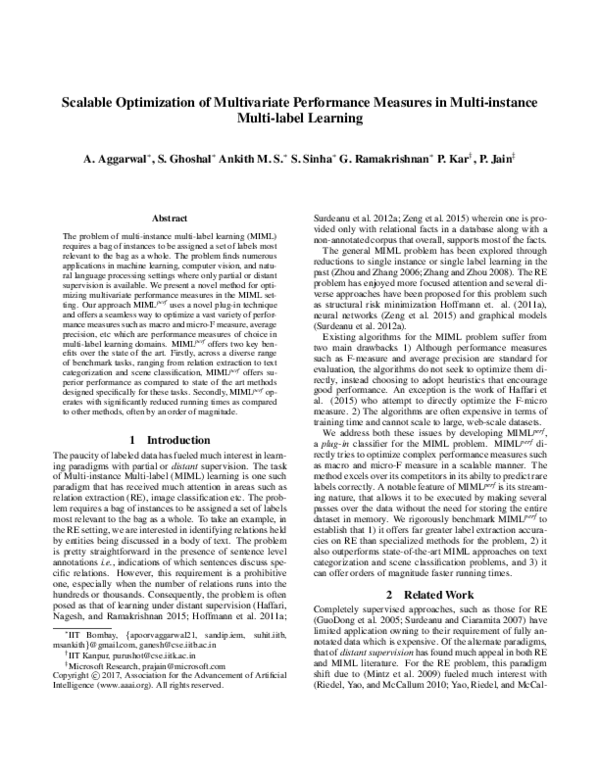 Pdf Scalable Optimization Of Multivariate Performance Measures In Multi Instance Multi Label
