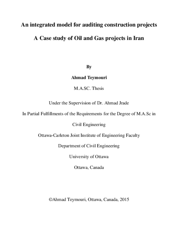(PDF) An Integrated Model for Auditing Construction Projects - a Case ...