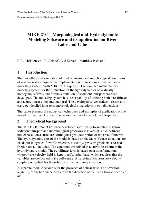 (PDF) MIKE 21C – Morphological and Hydrodynamic Modeling Software and ...