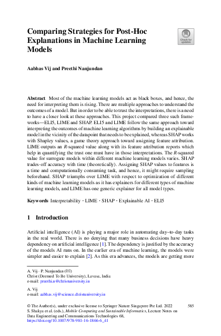 Pdf Comparing Strategies For Post Hoc Explanations In Machine Learning Models Aabhas Vij