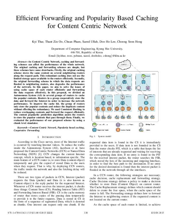 (PDF) Efficient forwarding and popularity based caching for Content ...