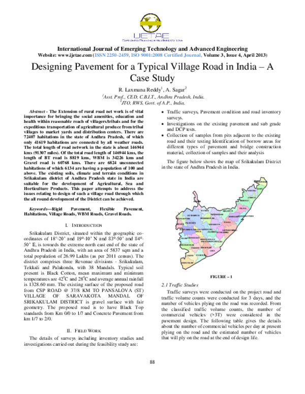 (PDF) Designing Pavement for a Typical Village Road in India - A Case Study