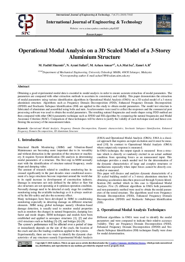 (PDF) Operational Modal Analysis on a 3D Scaled Model of a 3-Storey ...