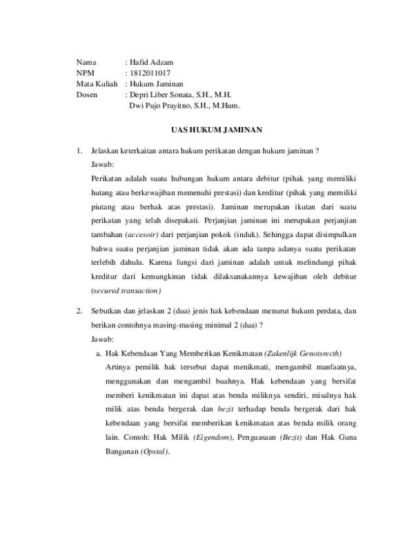 (PDF) UAS Hukum Jaminan