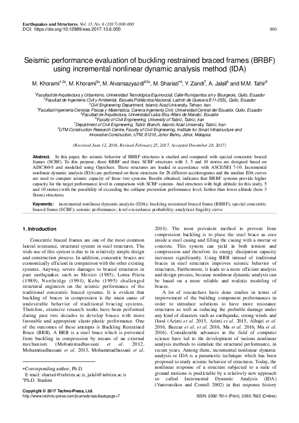 (PDF) Seismic performance evaluation of buckling restrained braced frames (BRBF) using ...