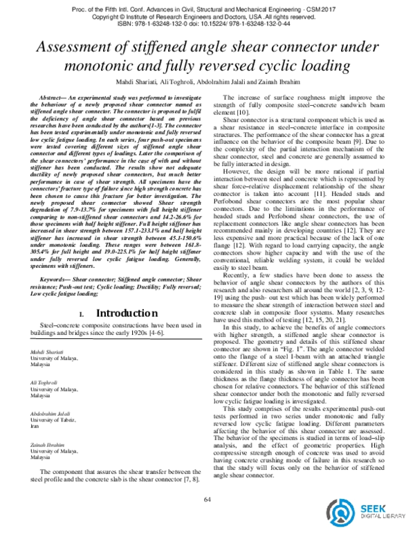(PDF) Stiffened Angle Shear Connector Performance Study