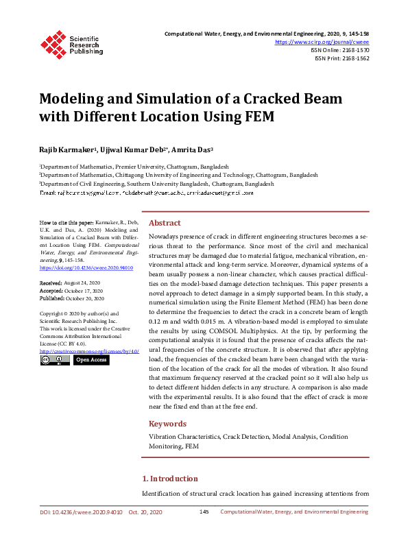 (PDF) Modeling and Simulation of a Cracked Beam with Different Location ...