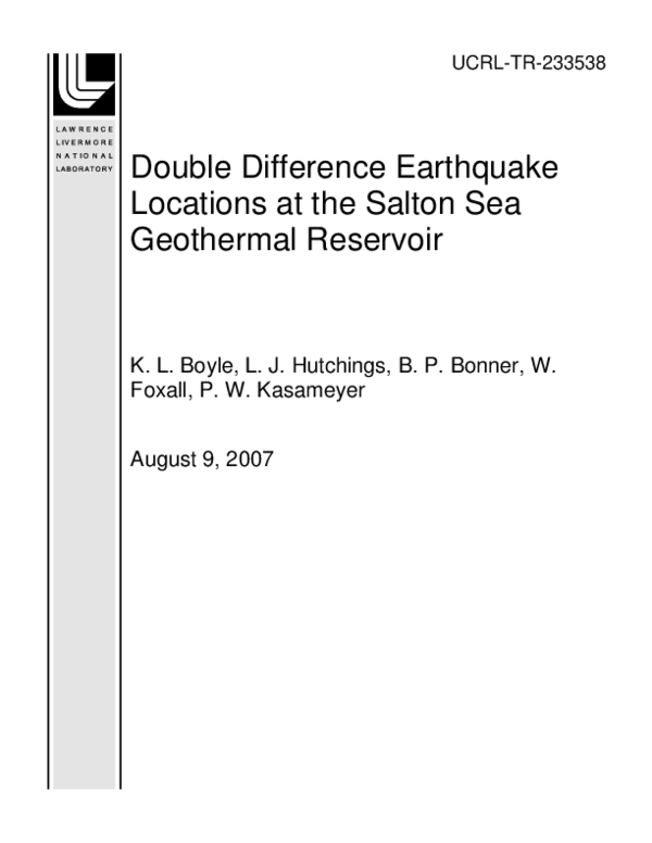(PDF) Double Difference Earthquake Locations at the Salton Sea ...