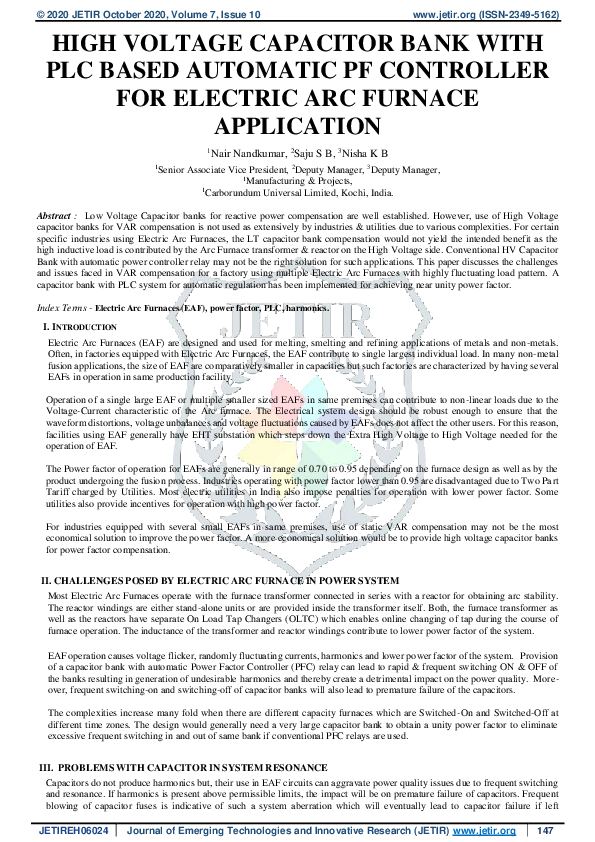 (PDF) High Voltage Capacitor Bank with PLC Based Automatic PF ...