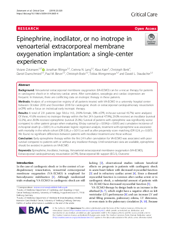(PDF) Epinephrine, inodilator, or no inotrope in venoarterial ...