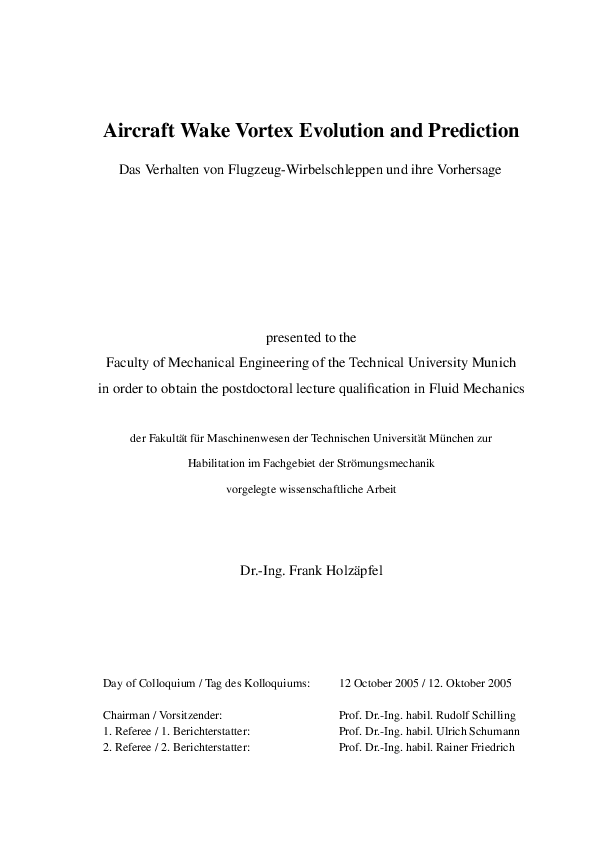 (PDF) Aircraft Wake Vortex Evolution and Prediction