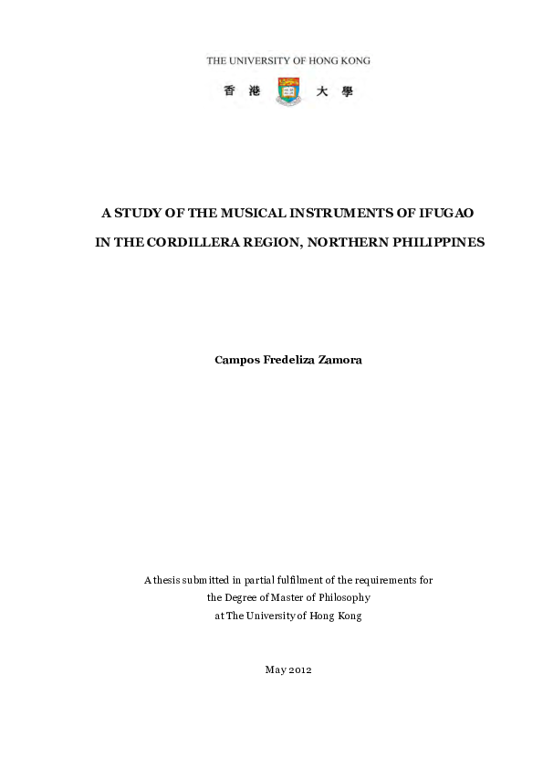(PDF) A study of the musical instruments of Ifugao in the Cordillera ...