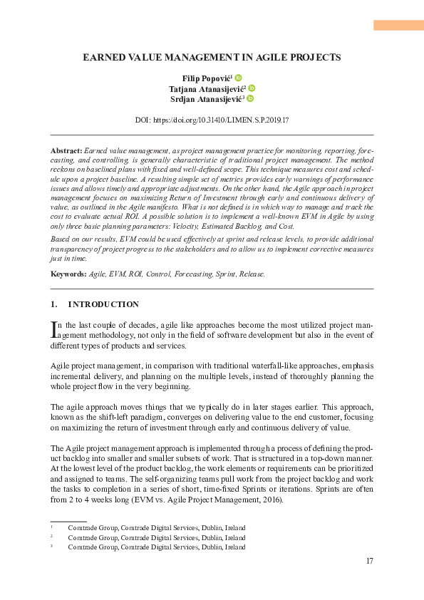(PDF) Earned Value Management in Agile Projects