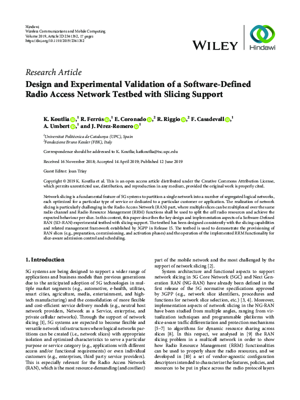 Pdf Design And Experimental Validation Of A Software Defined Radio Access Network Testbed With
