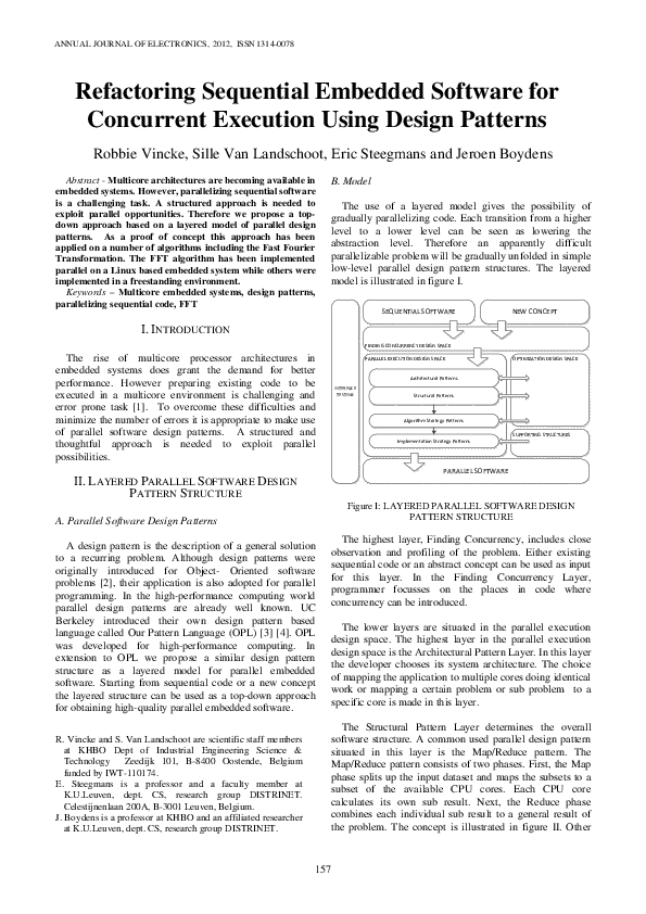 (PDF) Refactoring sequential embedded software for concurrent execution using design patterns