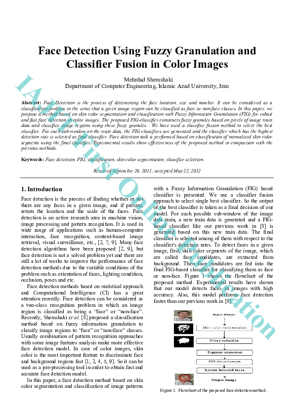 Pdf Face Detection Using Fuzzy Granulation And Classifier Fusion In
