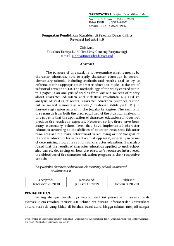 (PDF) Penguatan pendidikan karakter di Sekolah Dasar melalui pembiasaan akhlak mulia: Studi di ...