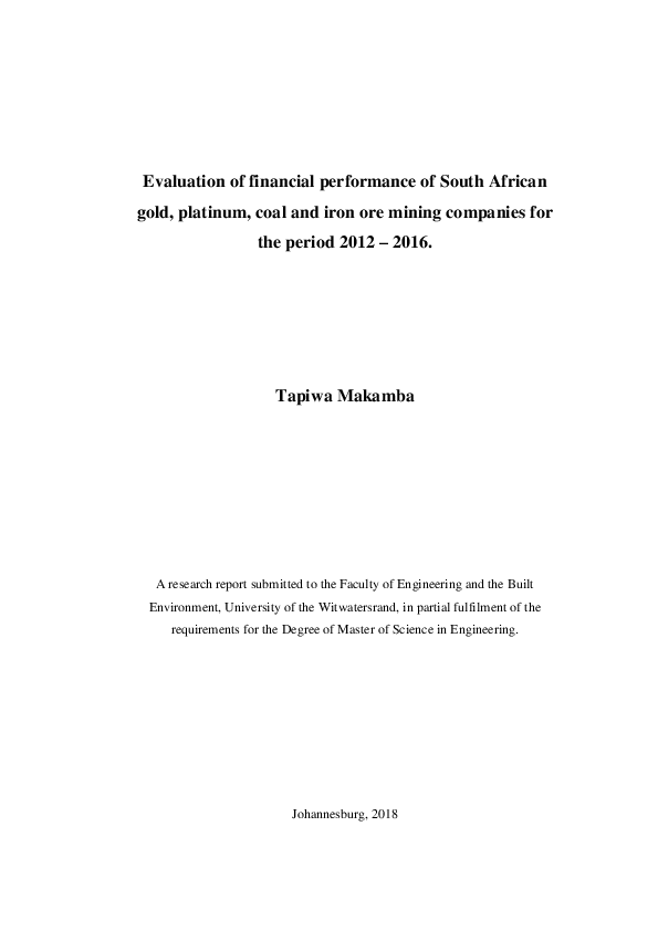 (PDF) Evaluation of financial performance of South African gold ...