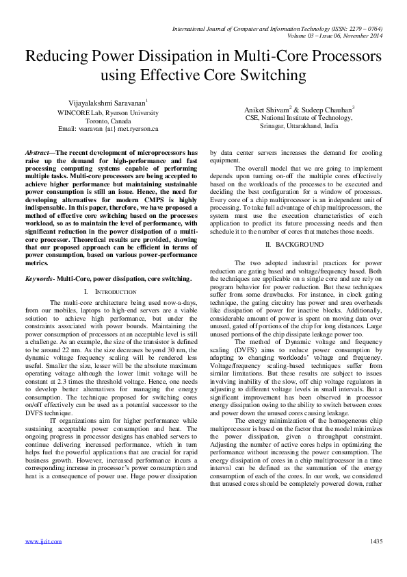(PDF) Reducing Power Dissipation in Multi-Core Processors using Effective Core Switching ...
