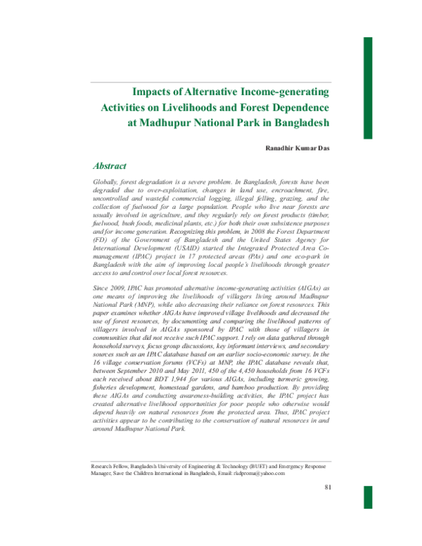 (PDF) Impacts of Alternative Income-generating Activities on ...