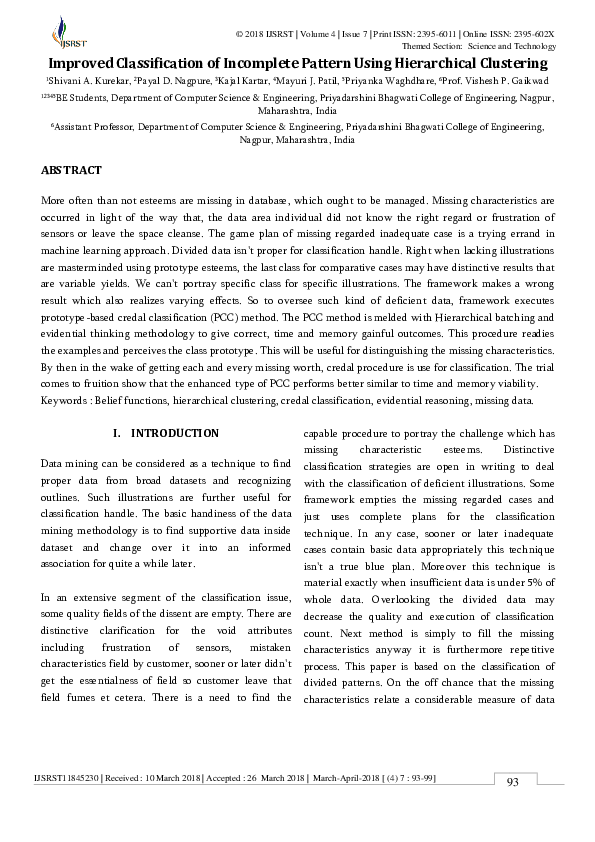 (PDF) Improved Classification of Incomplete Pattern Using Hierarchical ... (PDF) Improved Classification of Incomplete Pattern Using Hierarchical ...