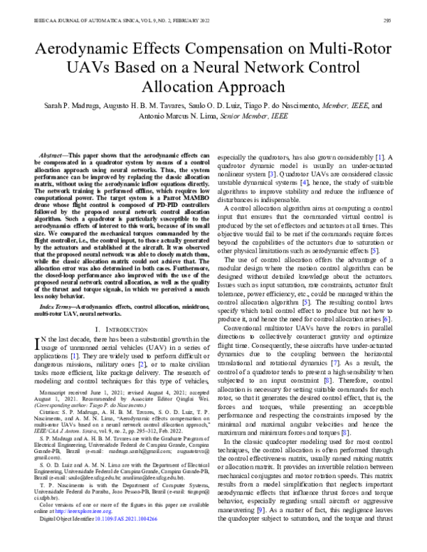 (PDF) Aerodynamic Effects Compensation on Multi-Rotor UAVs Based on a Neural Network Control ...