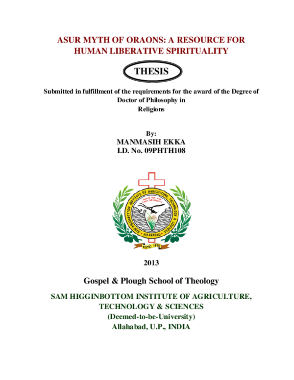 (PDF) Asur myth of oraons: a resource for human liberative spirituality