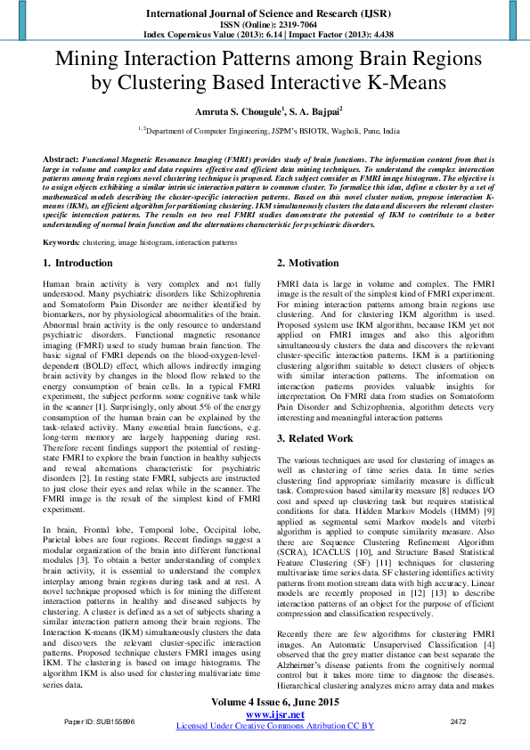 (PDF) Mining Interaction Patterns among Brain Regions by Clustering ...