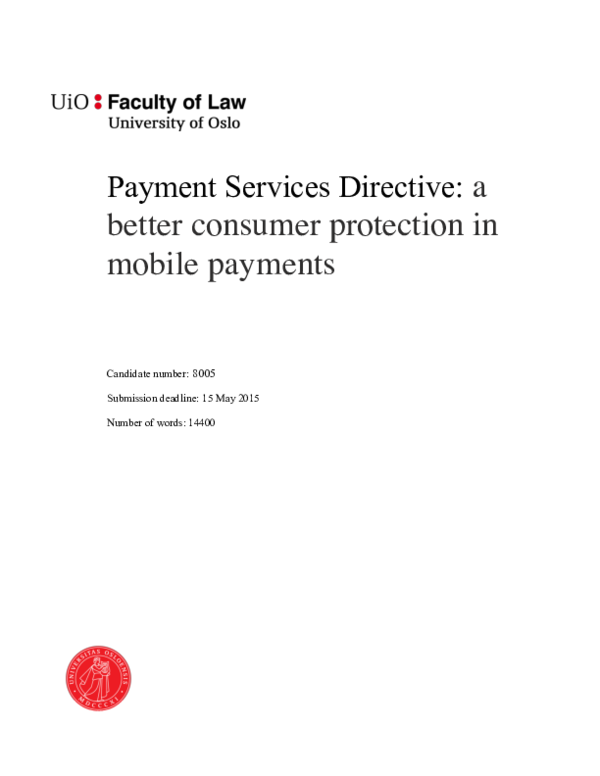 (PDF) Payment Services Directive: a better consumer protection in ...