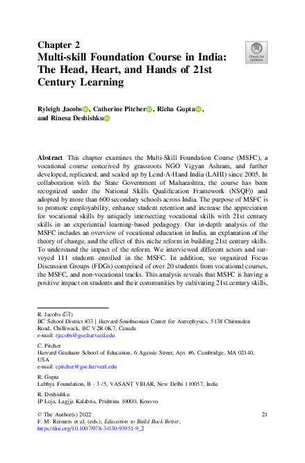 (PDF) Multi-skill Foundation Course in India: The Head, Heart, and ...