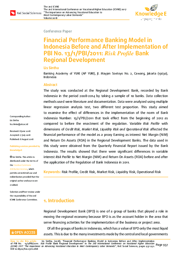 (PDF) Financial Performance Banking Model in Indonesia Before and After ...