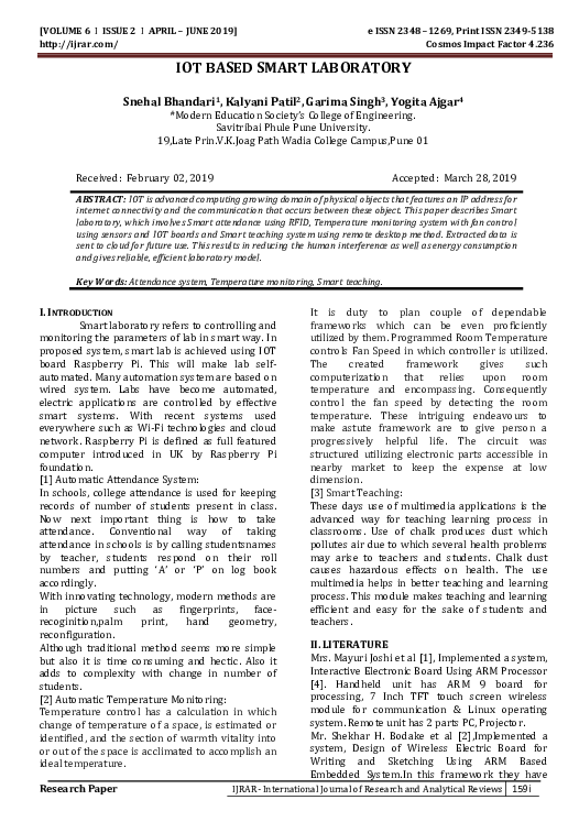 (PDF) Iot Based Smart Laboratory