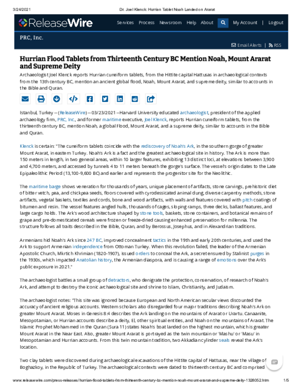 (PDF) Joel Klenck, Hurrian Flood Tablets from Thirteenth Century BC ...