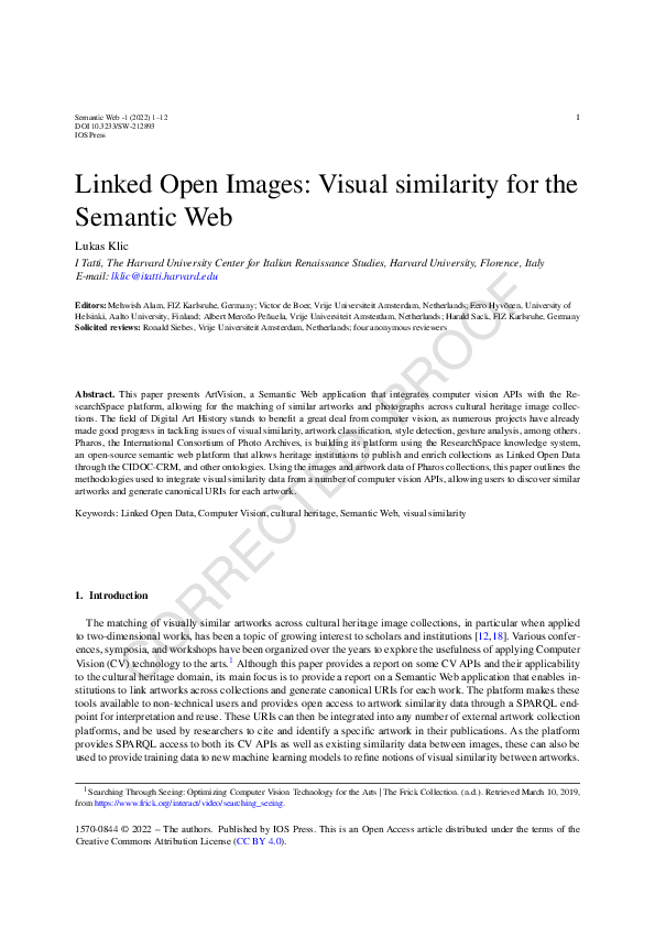 (PDF) Linked Open Images: Visual similarity for the Semantic Web