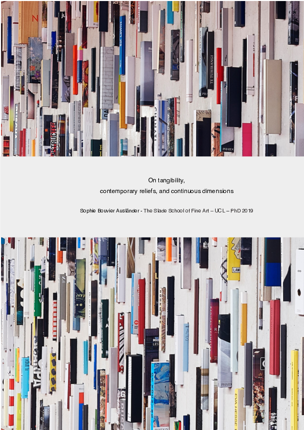 (PDF) On tangibility, contemporary reliefs and continuous dimensions