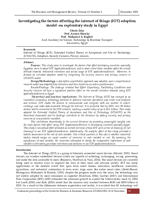 (PDF) Investigating the factors affecting the internet of things (IOT ...