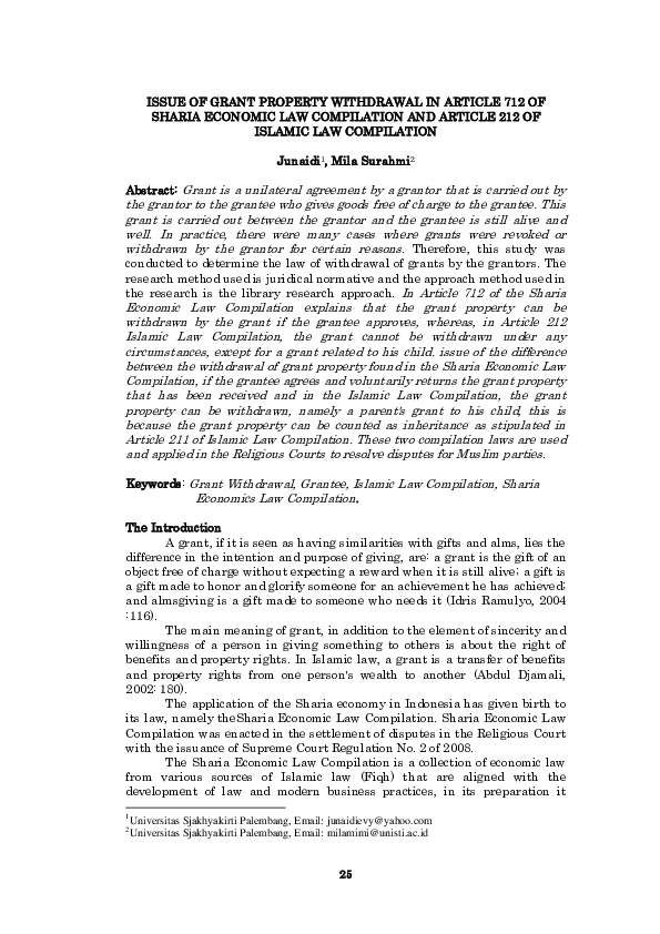 (PDF) Issue of Grant Property Withdrawal in Article 712 of Sharia ...