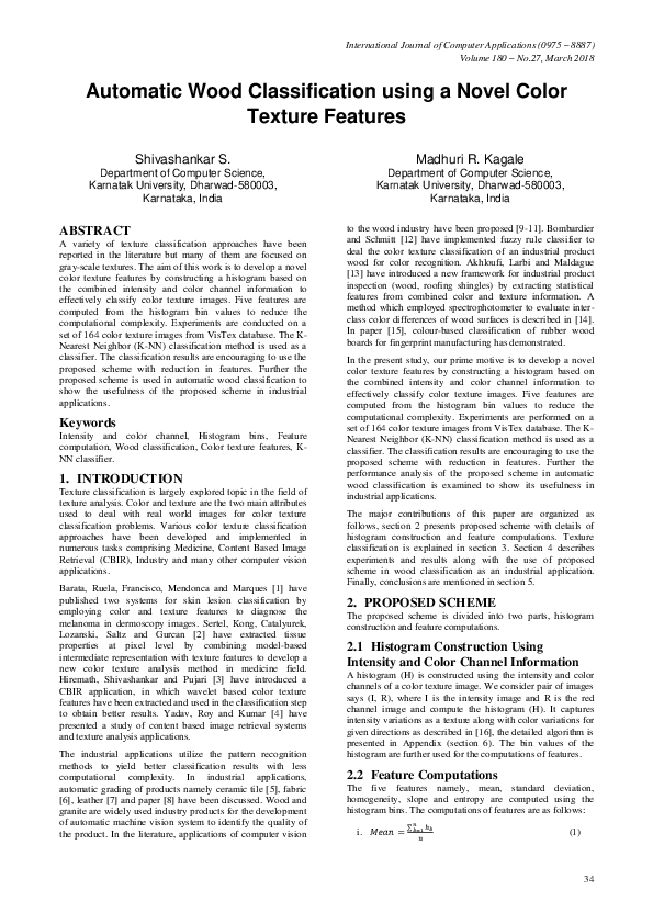 (PDF) Automatic Wood Classification using a Novel Color Texture Features